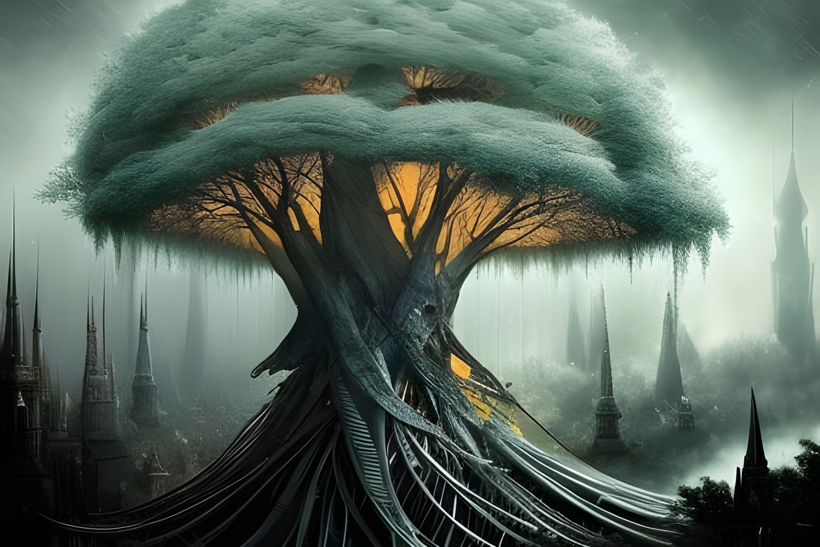 Living Metal Tree - AI Generated Artwork - NightCafe Creator