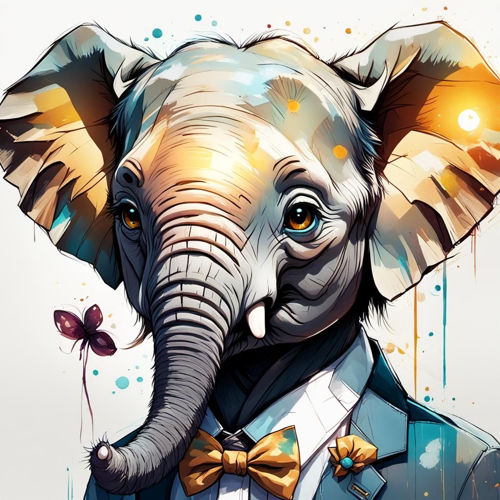 Cartoon Elephant Drawing - AI Generated Artwork - NightCafe Creator