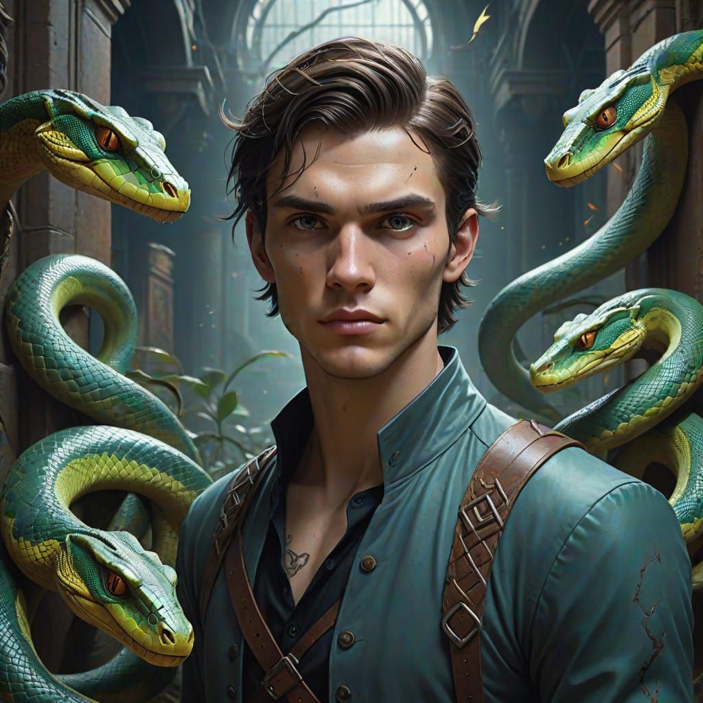 Mystical Snake Lord in Dark Fantasy - AI Art