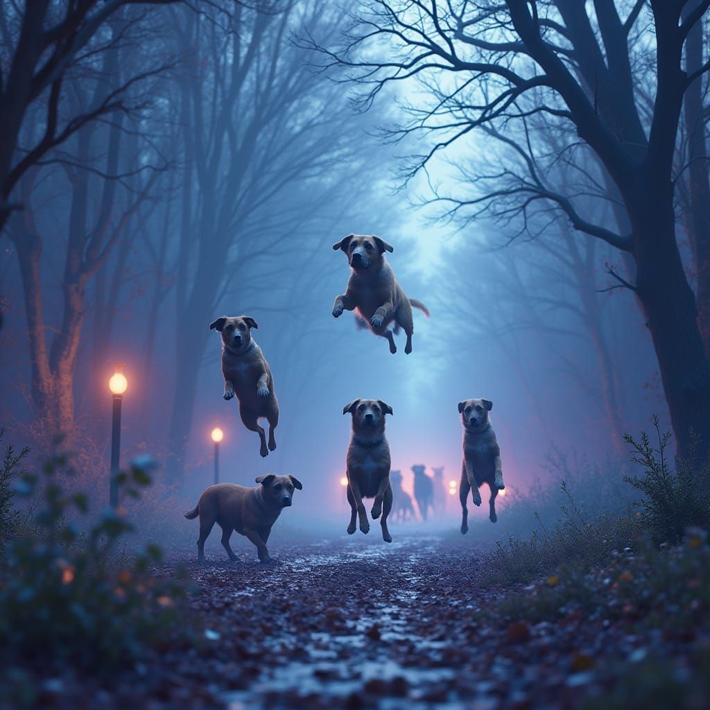 Infinite Dogs Leap Over One Another in a Fantastic... - AI Art