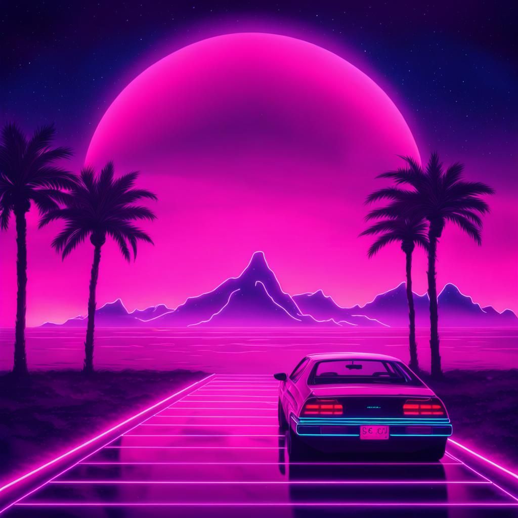 Synthwave Sunset - AI Generated Artwork - NightCafe Creator