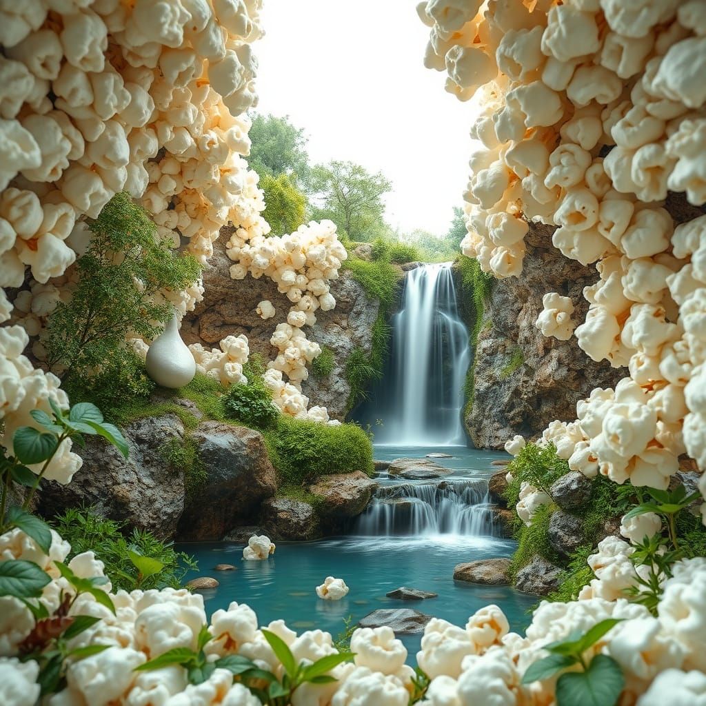 🍿⛲Popcorn Waterfall! - Waterfall Inside Popcorn Kernel Conc...
