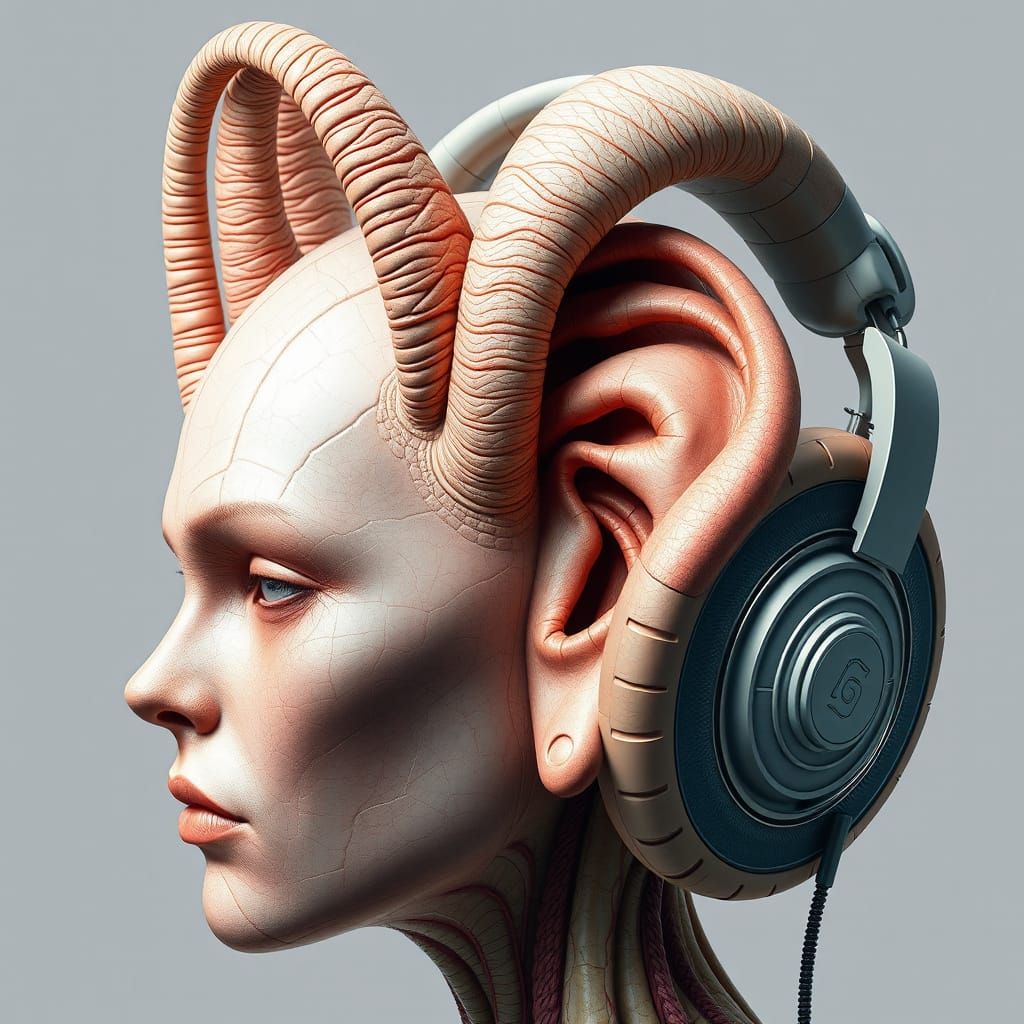 Bionic Earphones: Surreal Fusion of Biology and Te... - AI Art