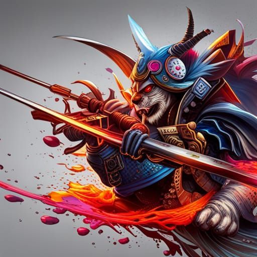 Raging Samurai Rabbit - AI Generated Artwork - NightCafe Creator