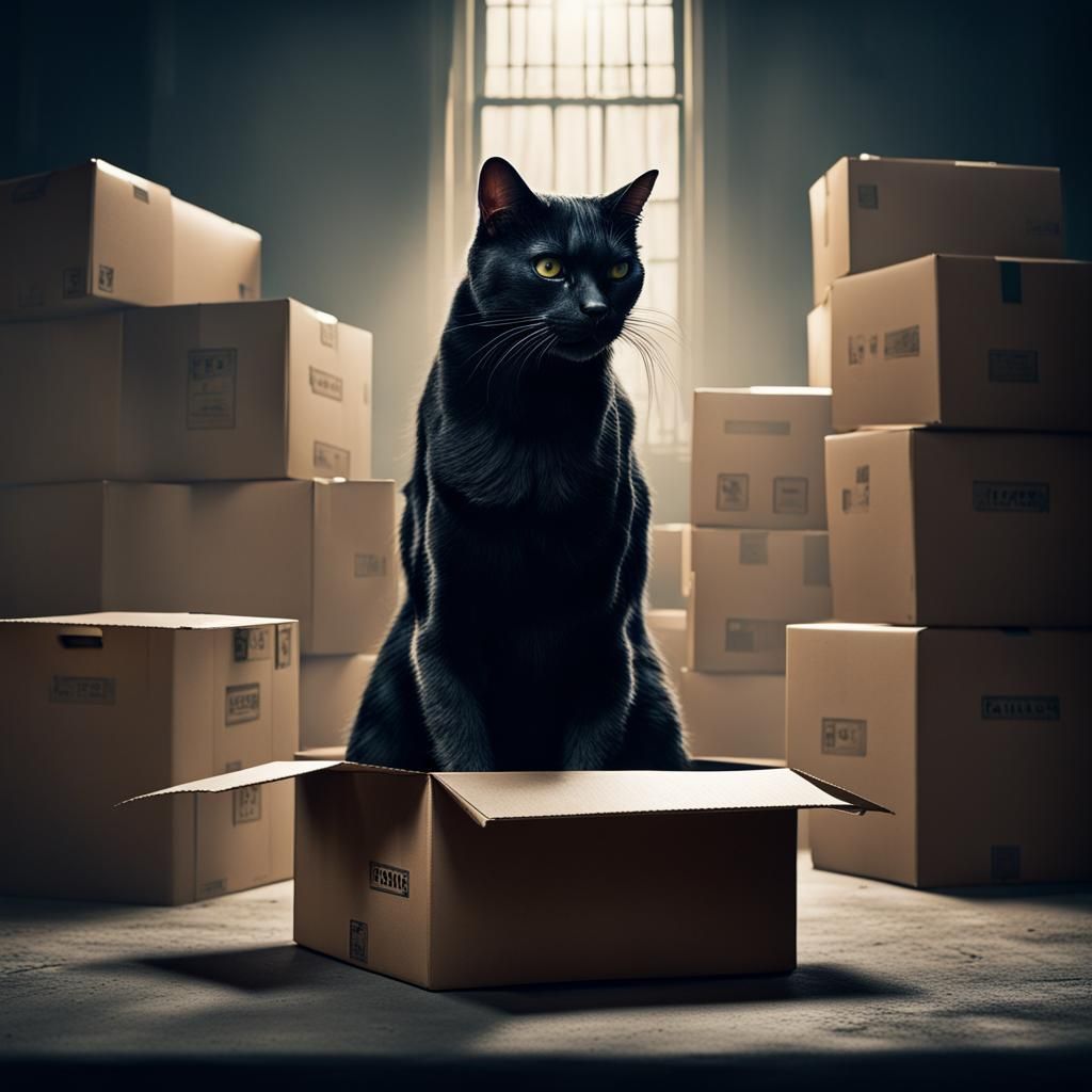 catzilla versus the cardboard box - AI Generated Artwork - NightCafe ...