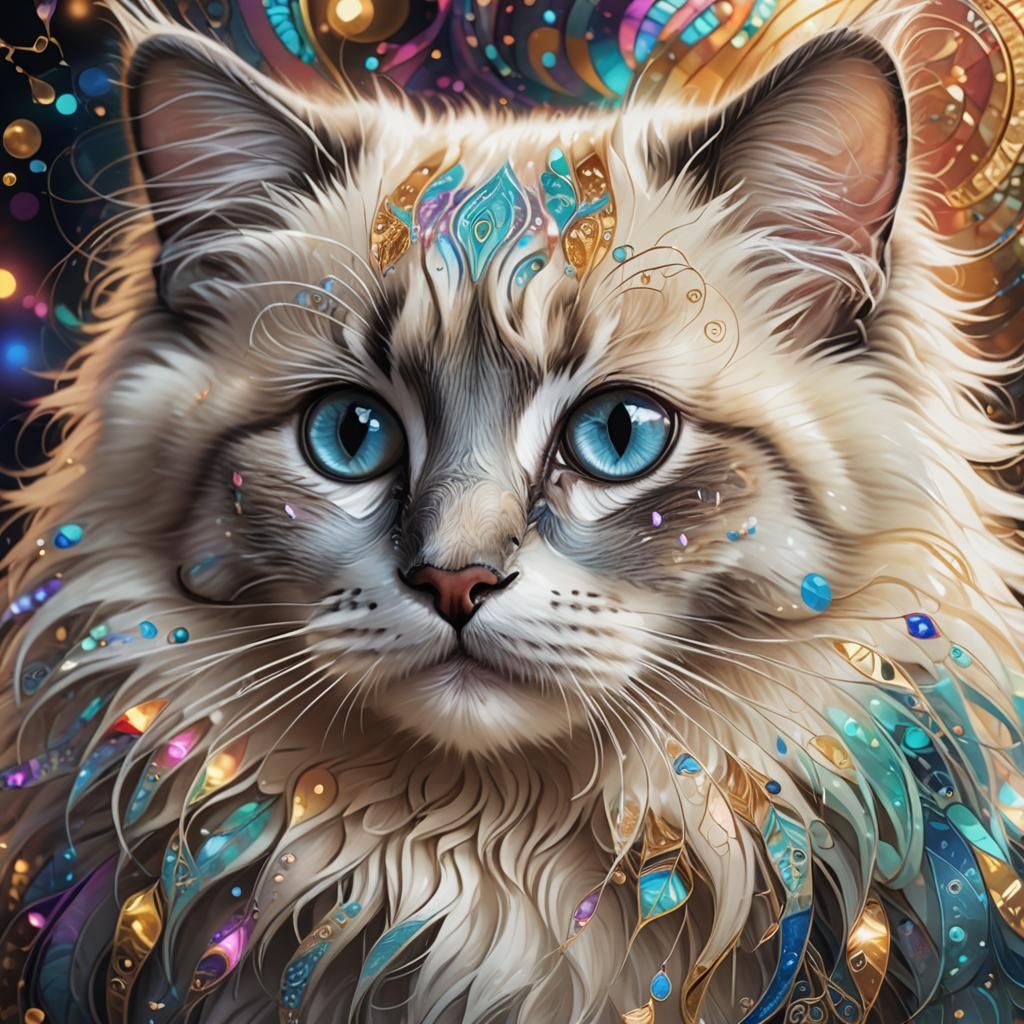 Cat Portrait - Surreal, Ethereal Ragdoll Kitten in Dreamlike...