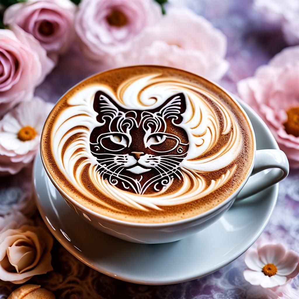 Latte Art Cat - AI Generated Artwork - NightCafe Creator