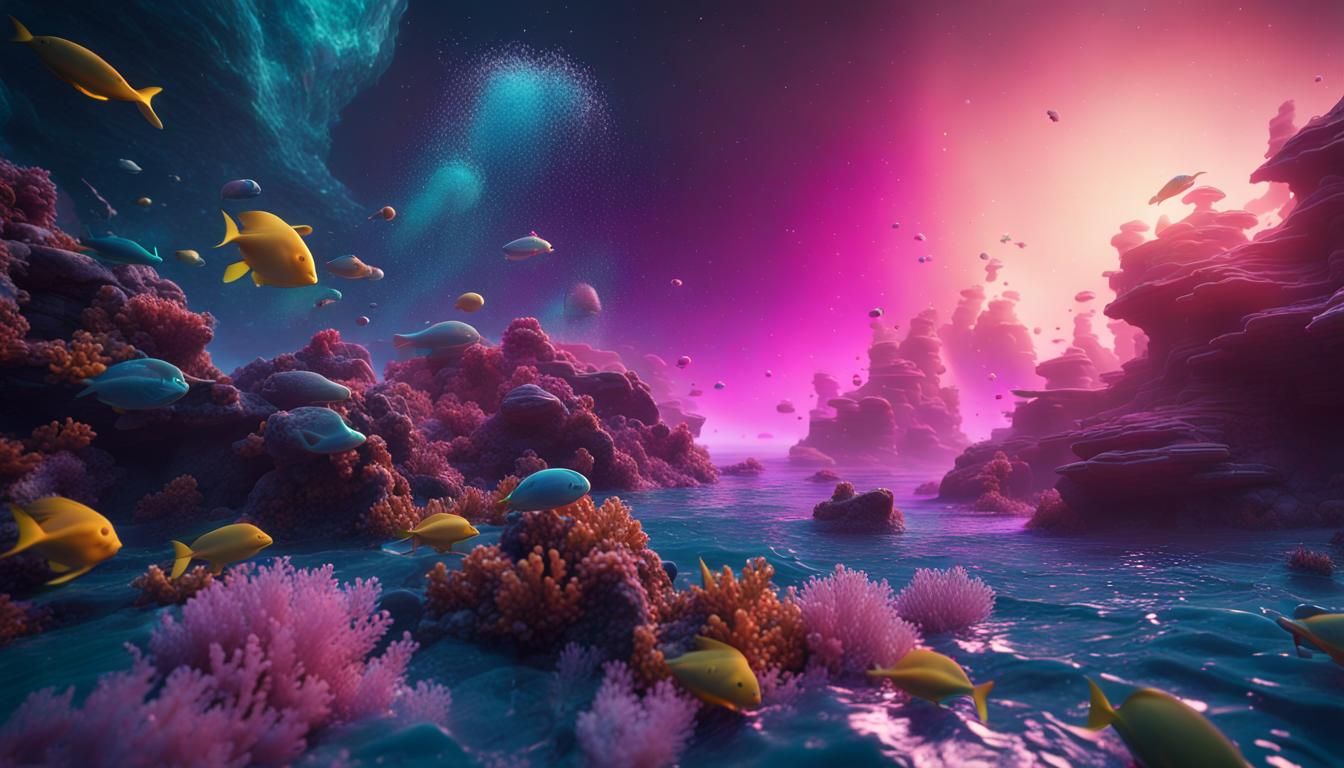 oceanic life deep sea bold color contrast cosmic astral color gradients ...