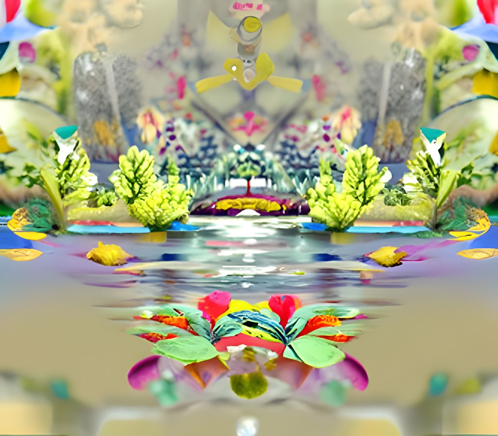 River with trees beside it colorful leaves and flowers reflections in ...