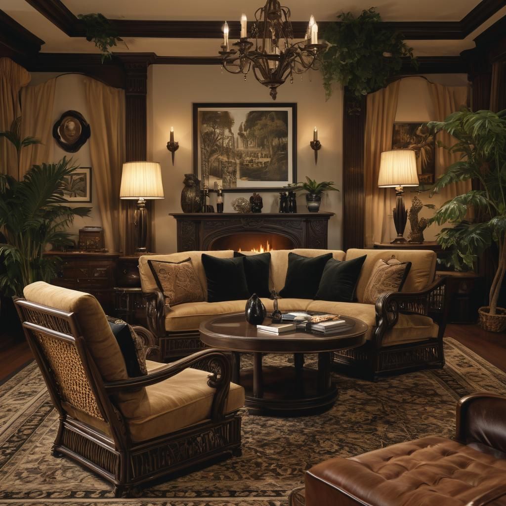 Elegant Vampire Lair in Streamline Moderne Style - AI Art