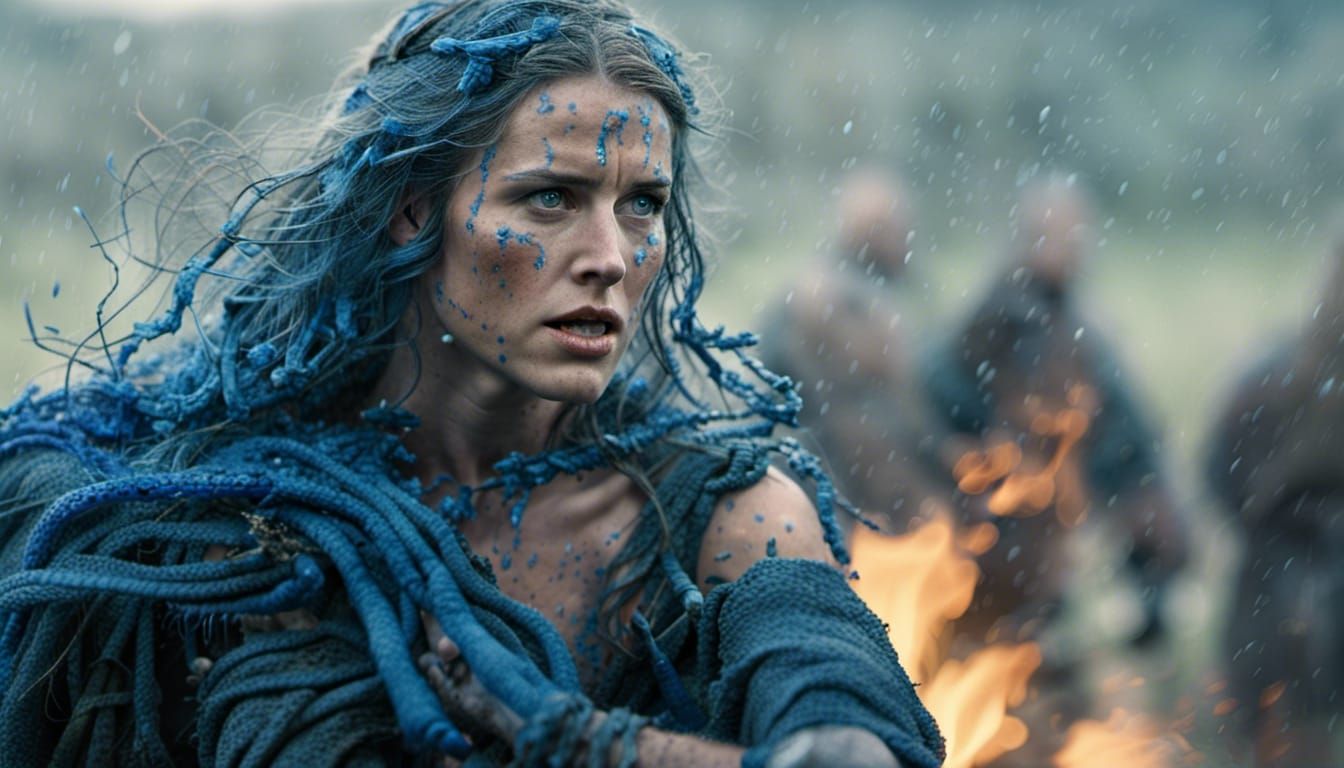 Celtic warrior woman in woad - AI Generated Artwork - NightCafe Creator