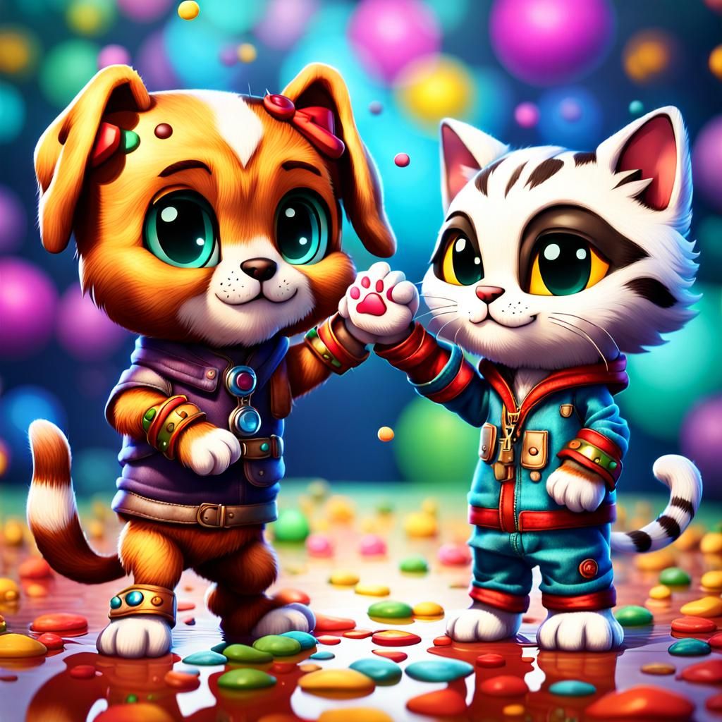 Paws High five The adorable anthropomorphic clothed chibi dog and the ...