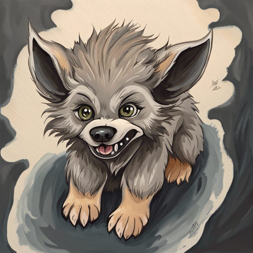Cute werewolf puppy. - AI Generated Artwork - NightCafe Creator