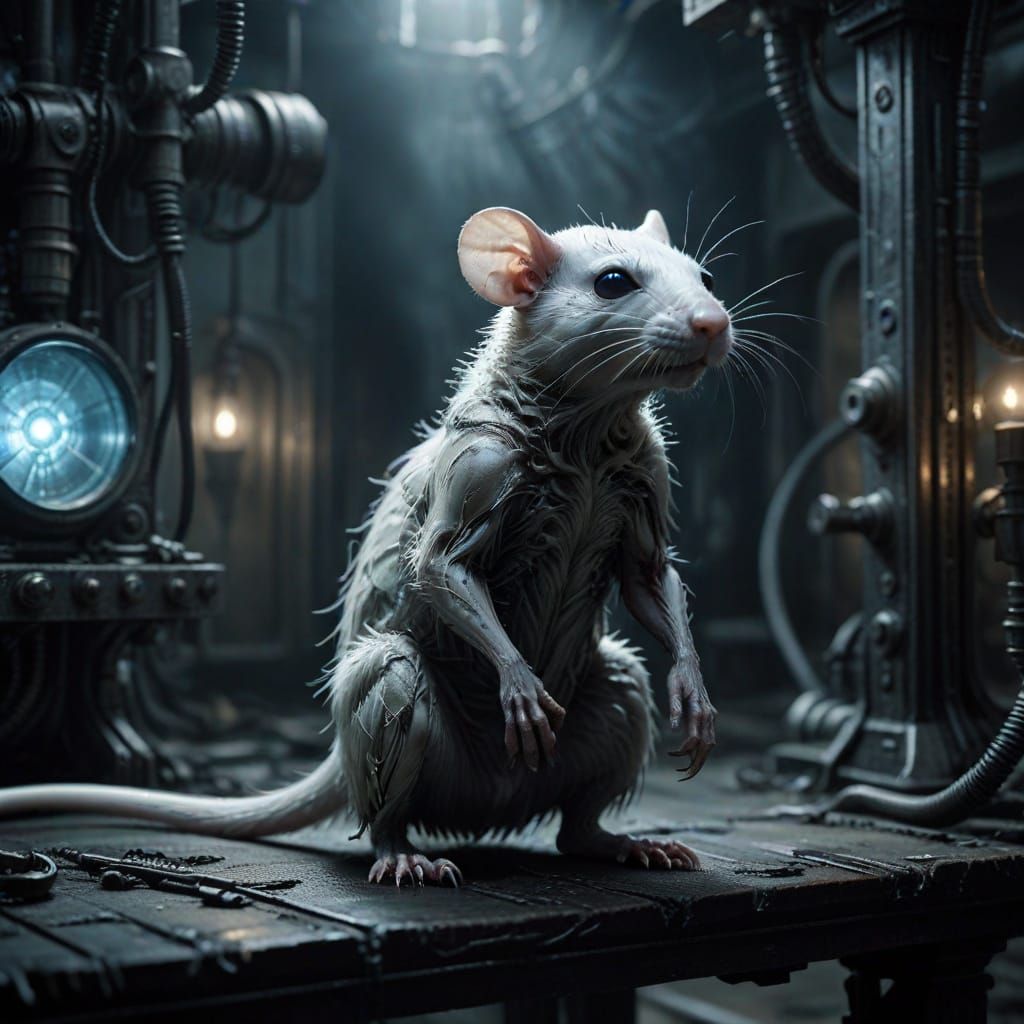 White rat - Biomechanical Rat in Eerie Laboratory