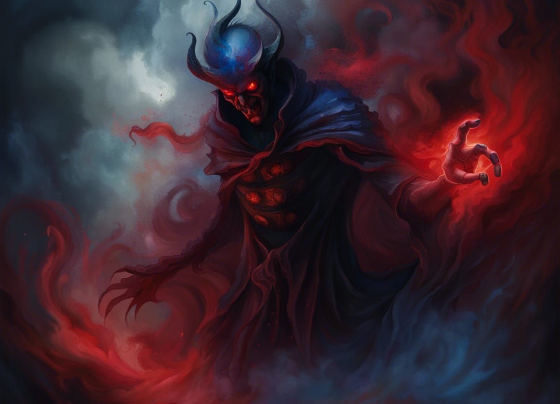 From the depths of the underworld, a demonic figure rises from the ...