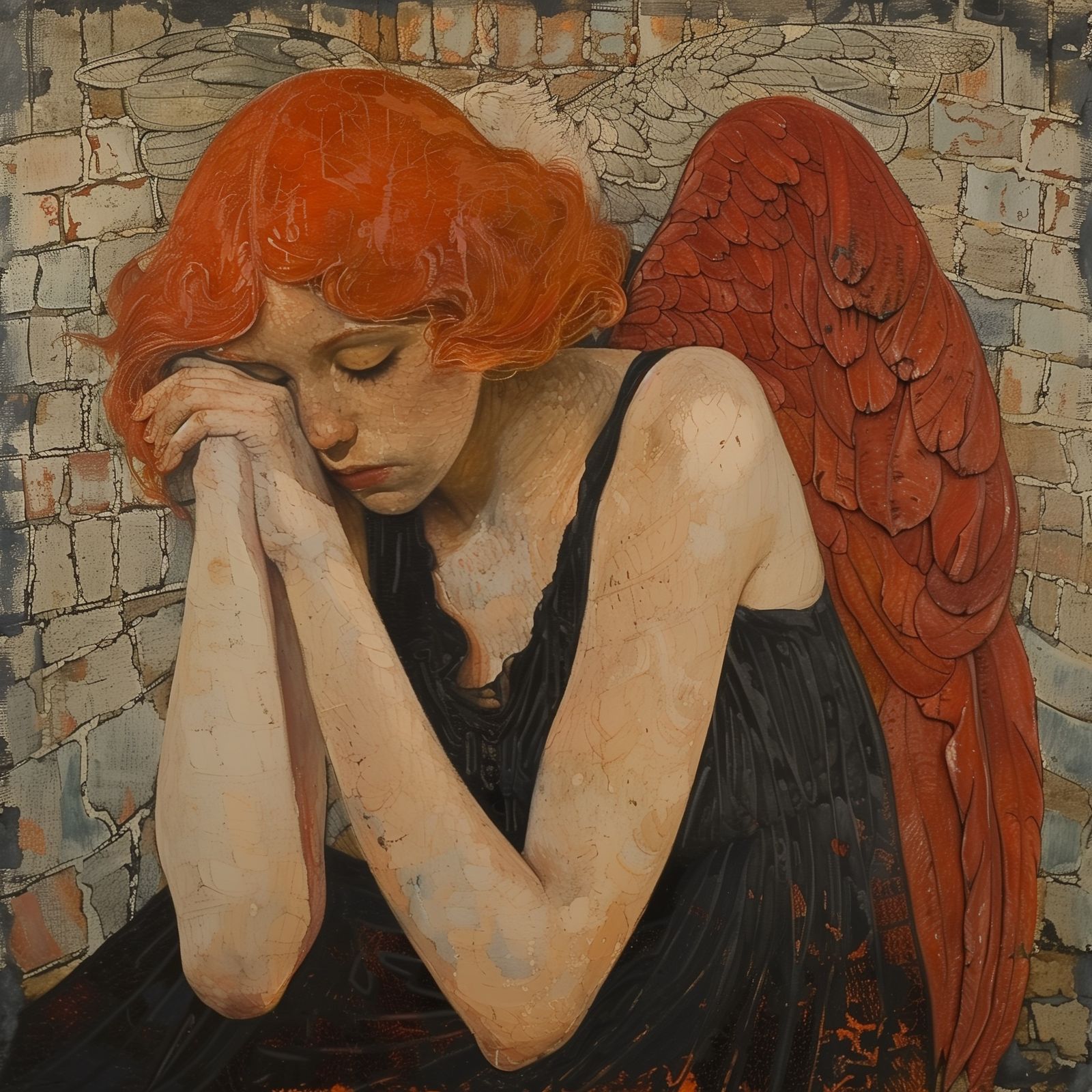 Anguish of the Red-Haired Angel - AI Generated Artwork - NightCafe Creator