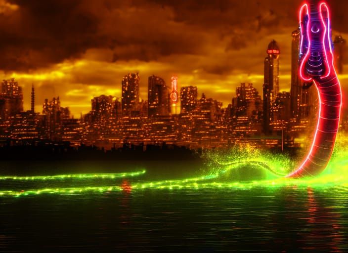 Neon Serpent 2 - AI Generated Artwork - NightCafe Creator