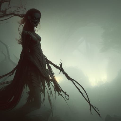 Gorgeous, alluring skeleton-ghost girl - AI Generated Artwork ...