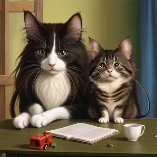 Cats Study Together - AI Generated Artwork - NightCafe Creator