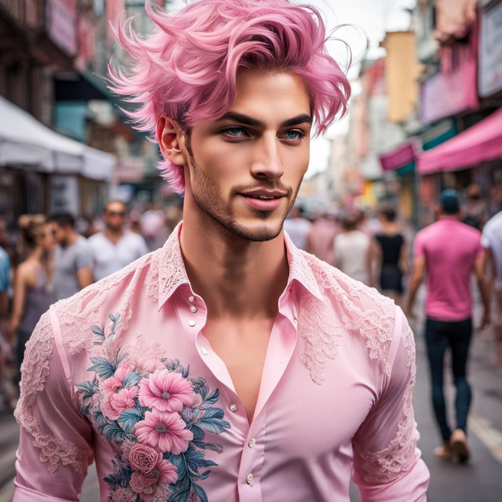 Handsome Man in Pink 231206 (Juggernaut) - AI Generated Artwork ...