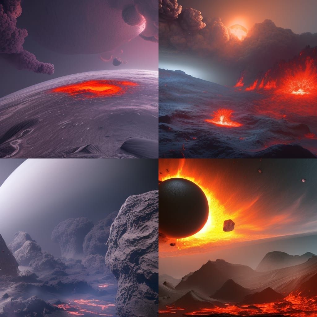 Volcanic planet covered in an ash storm - AI Generated Artwork ...