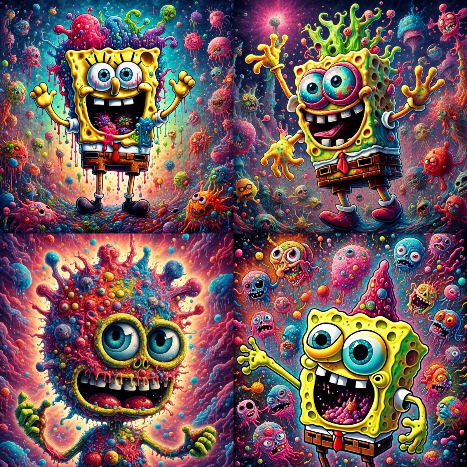 A colorful zombified SpongeBob squarepants - AI Generated Artwork ...