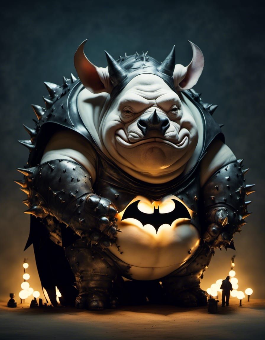 Glowing Portrait: "Obese Batman White Rhinoceros": - AI Generated ...