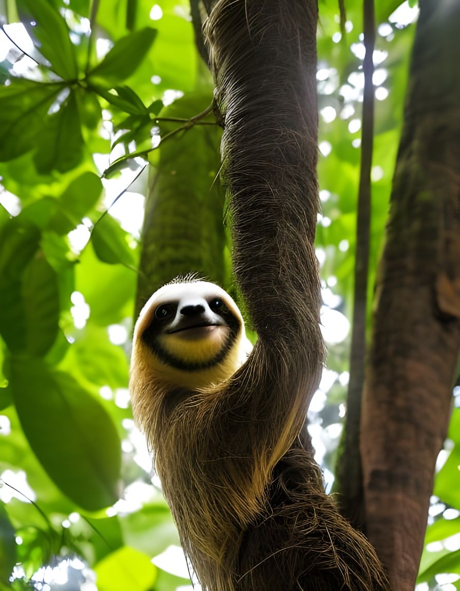 Sloth Hanging in the Tree - AI Generated Artwork - NightCafe Creator