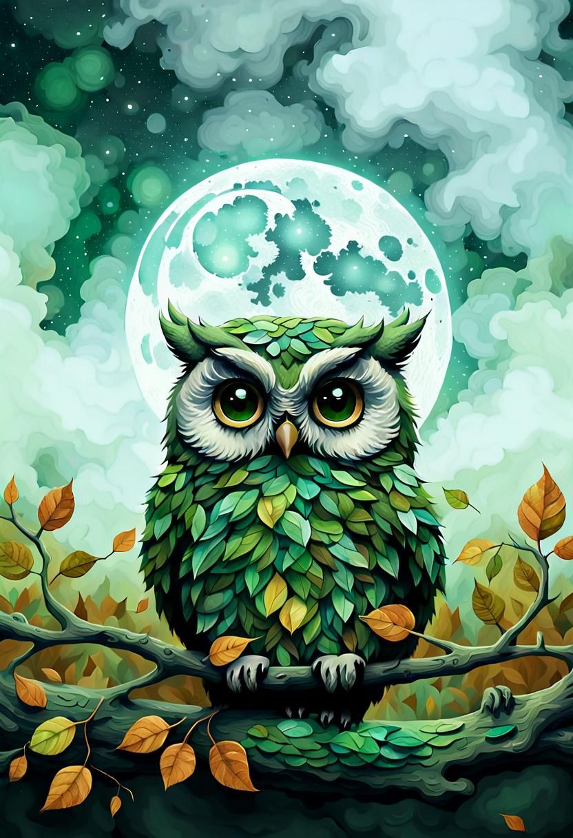 Emerald owl - AI Generated Artwork - NightCafe Creator
