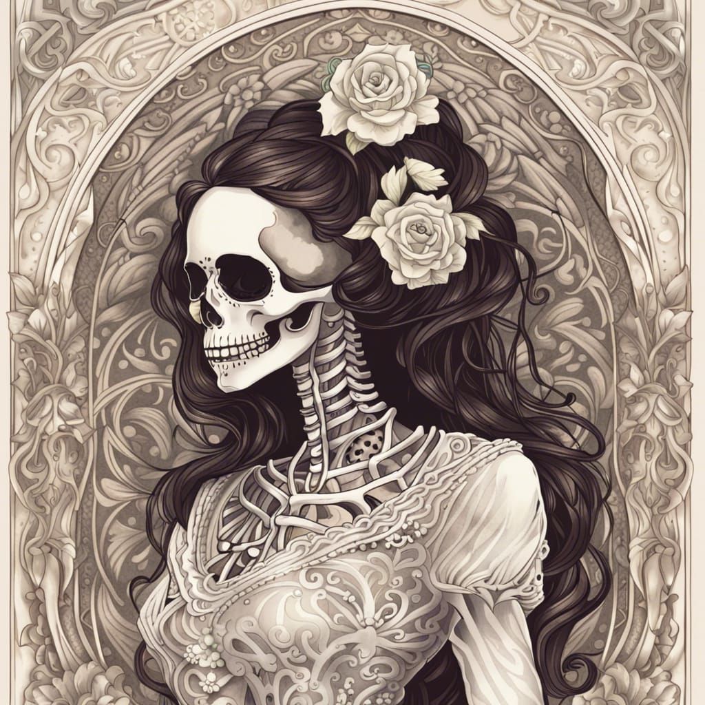 Skeleton lady, Catrina - AI Generated Artwork - NightCafe Creator