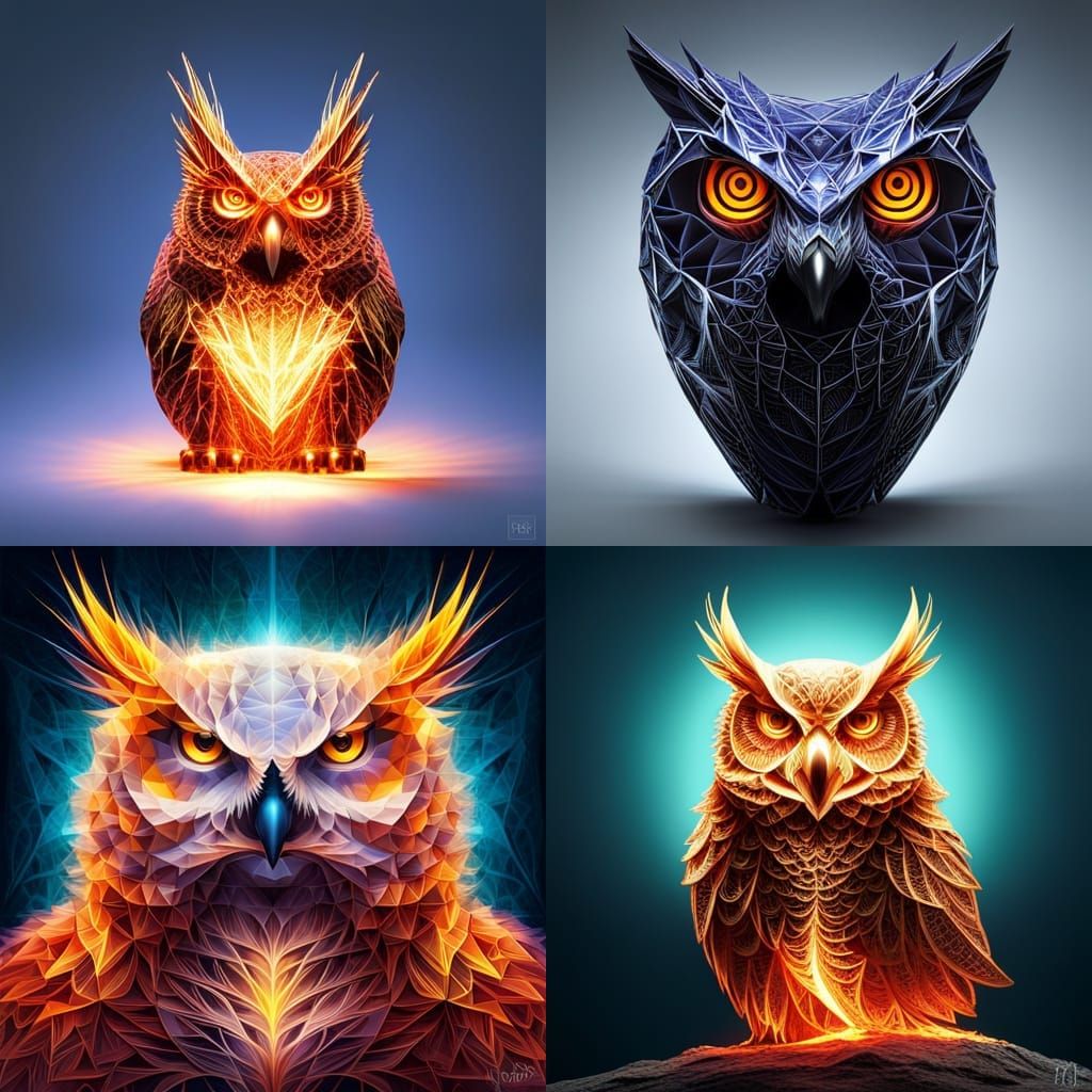 Fractal Geometric Owl - AI Generated Artwork - NightCafe Creator