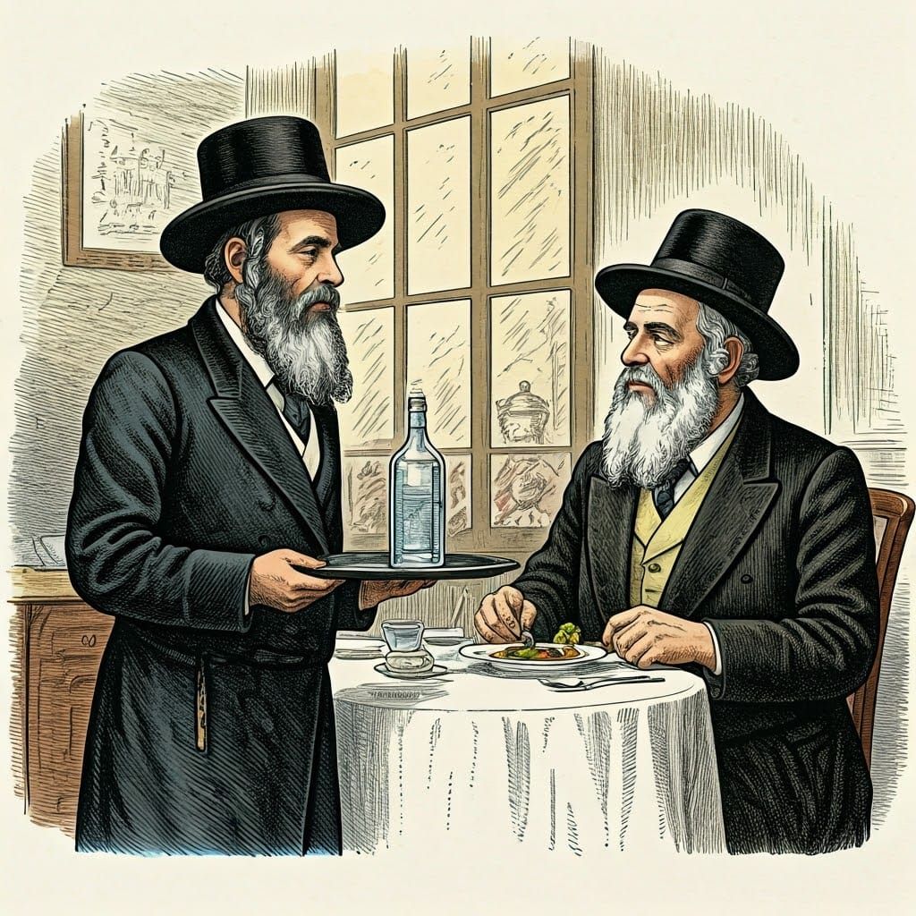 A Hasidic Jew in 19th Century Restaurant, Serves V... - AI Art