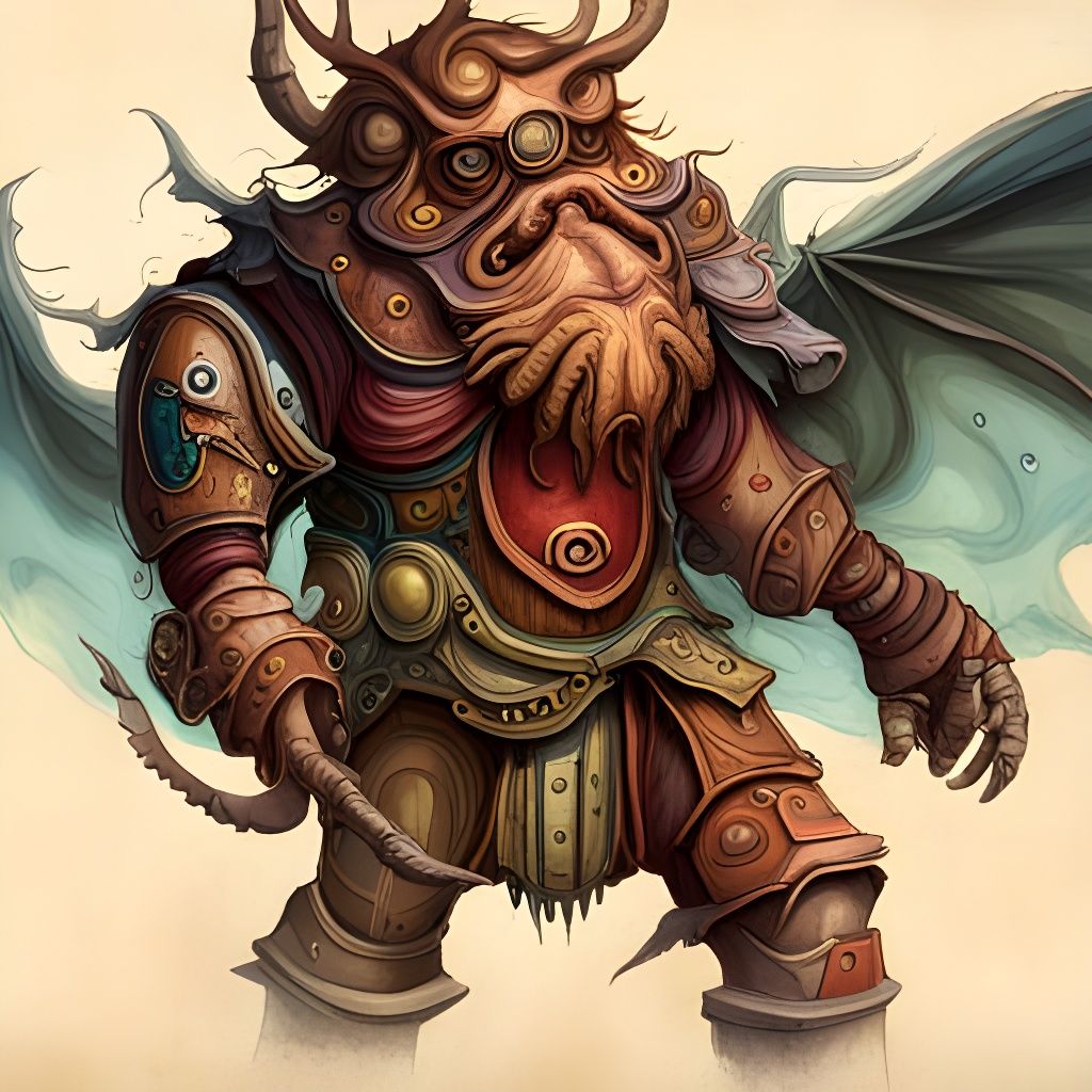 rpg d & d old school oil painting of a wooden colossal construct ...