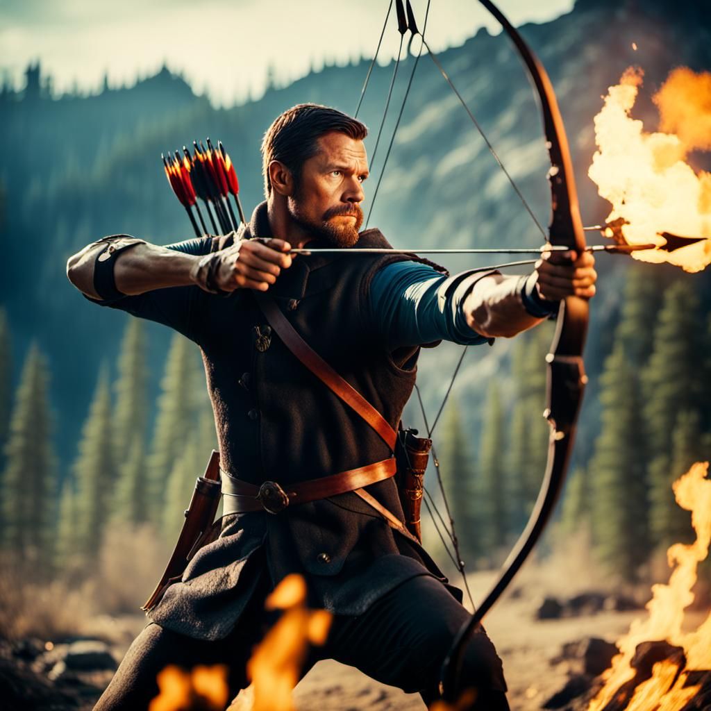 Archer shooting fire arrows - AI Generated Artwork - NightCafe Creator