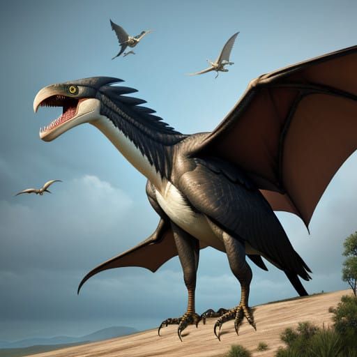 Dramatic Pterodactyl in Hyper Realistic High Resol... - AI Art