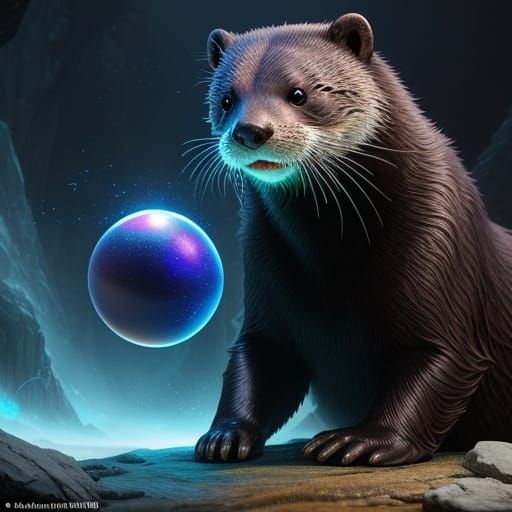 Otter discovering magic - Hyperrealistic Otter Plays with Gl...