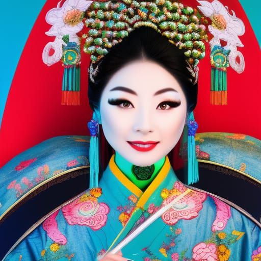 chinese opera singer, centered, colourful, hyperdetailed ...
