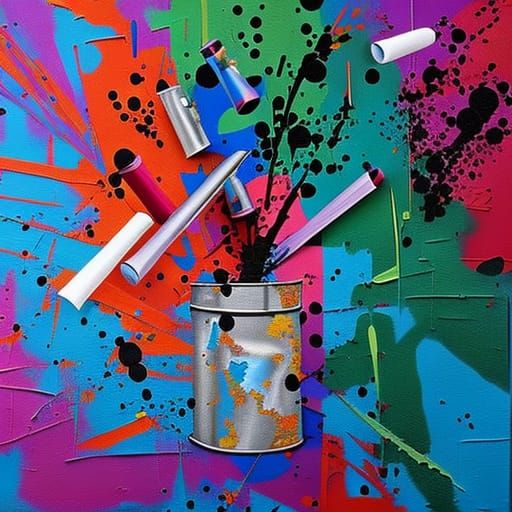 exploding paint cans - AI Generated Artwork - NightCafe Creator