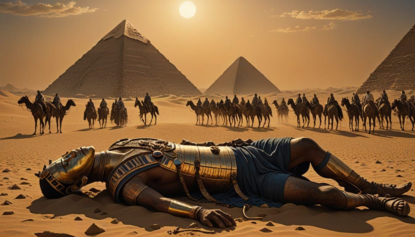 Ancient Egyptian Chariot Crash in the Desert - AI Art