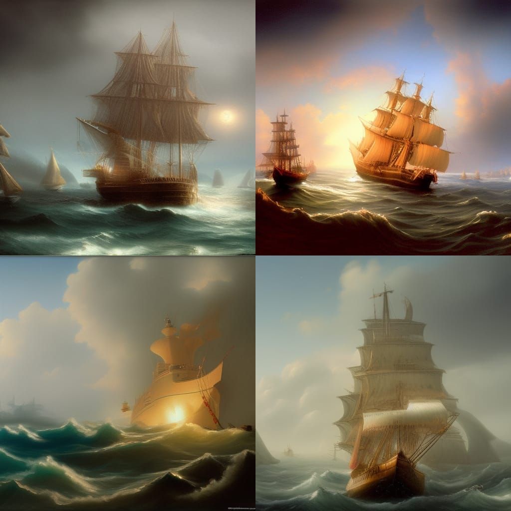a ship at sea - AI Generated Artwork - NightCafe Creator