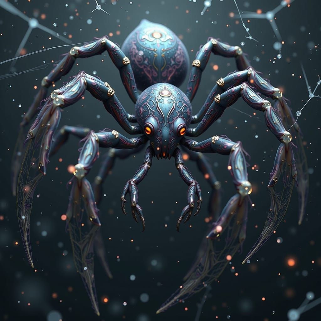 Intense Octopus Spider Hybrid in Dark, Muted Ocean... - AI Art