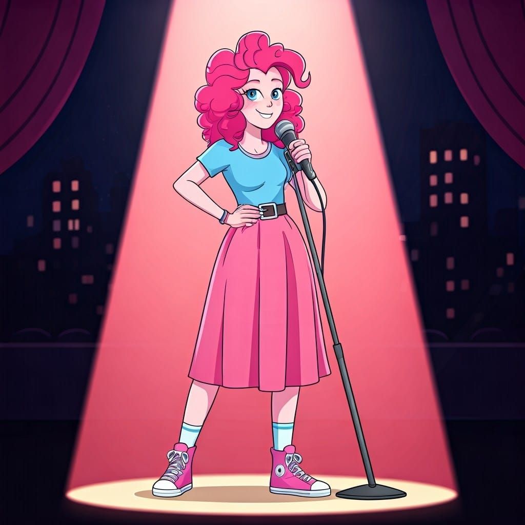 Pinkie Pie Delivers Hilarious Punchline on Stage - AI Art