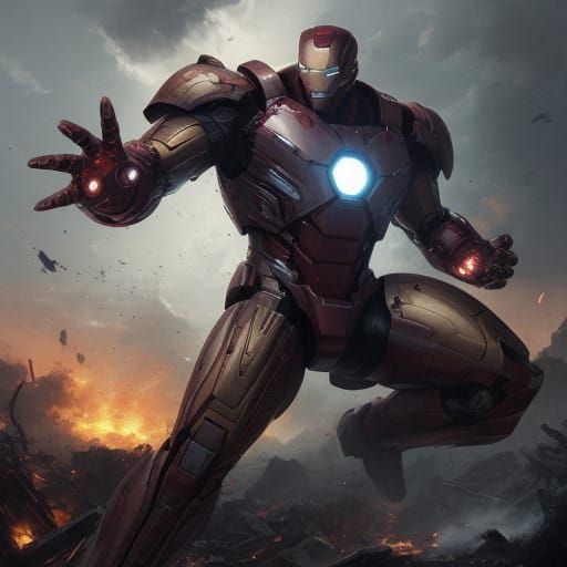 Iron Man Uru Armor - Iron Man in Uru Armor: Dynamic Sci-Fi H...