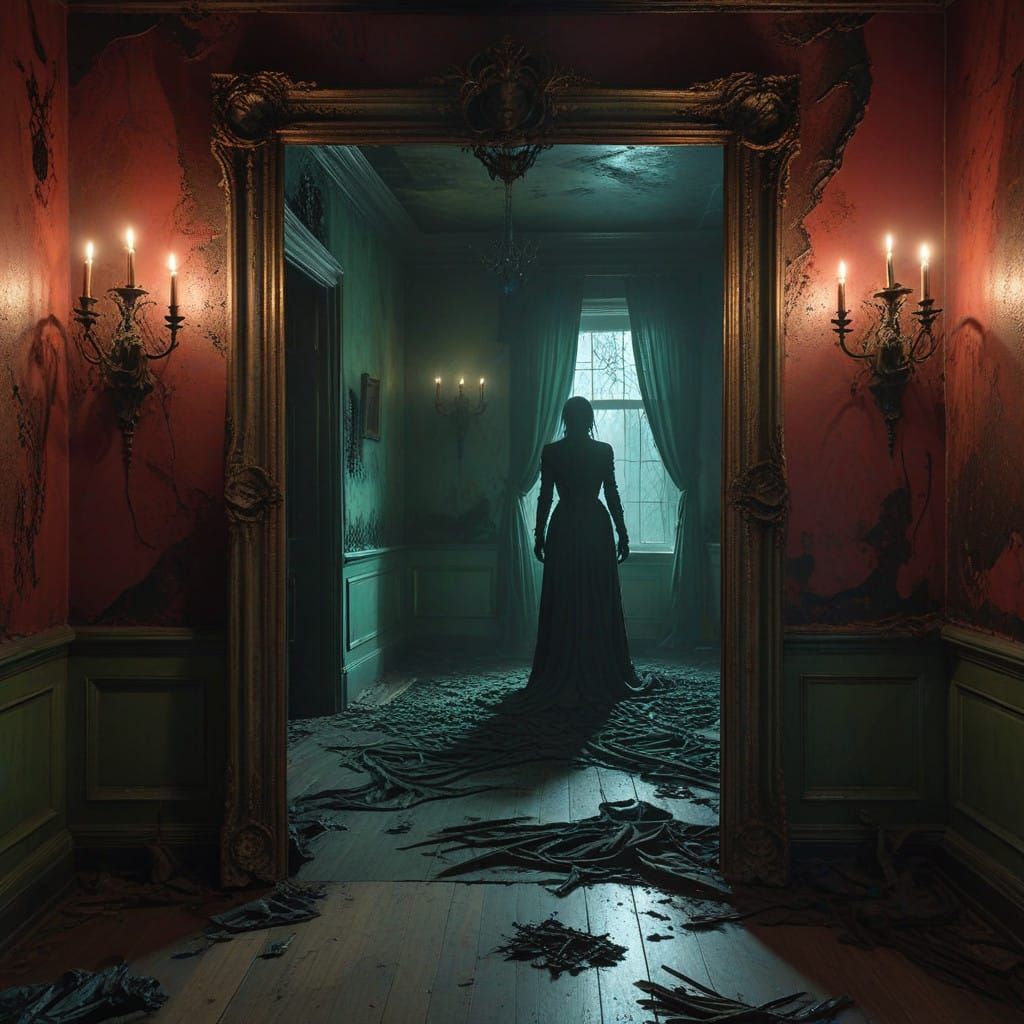 A dark, twisted entity, shrouded in tattered, black drapery, inhabits ...