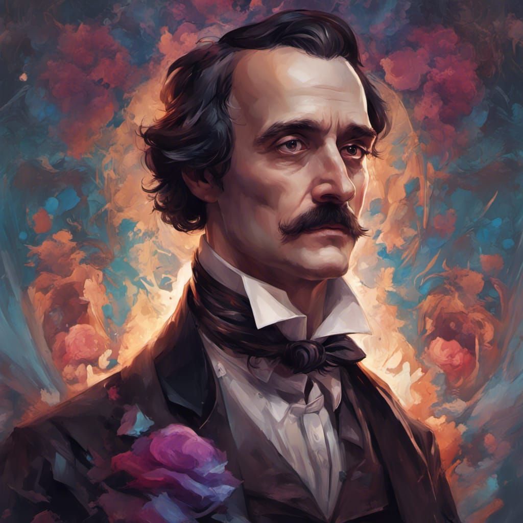 edgar allan poe author romantic head and shoulders portrait, 8k ...