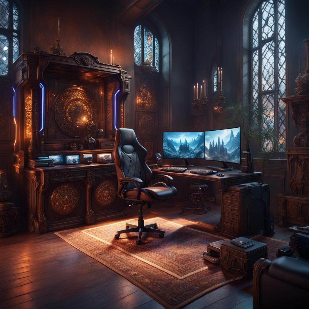 gaming pc setup - AI Generated Artwork - NightCafe Creator