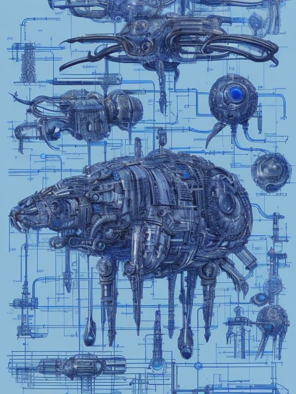Blueprint - Nanobot - AI Generated Artwork - NightCafe Creator