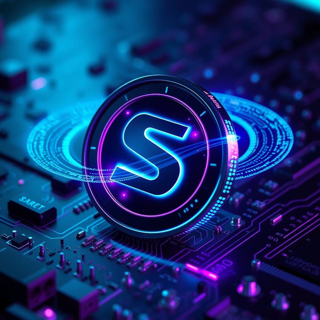 Sleek Silicon Token in Futuristic Sci-Fi Interface - AI Art
