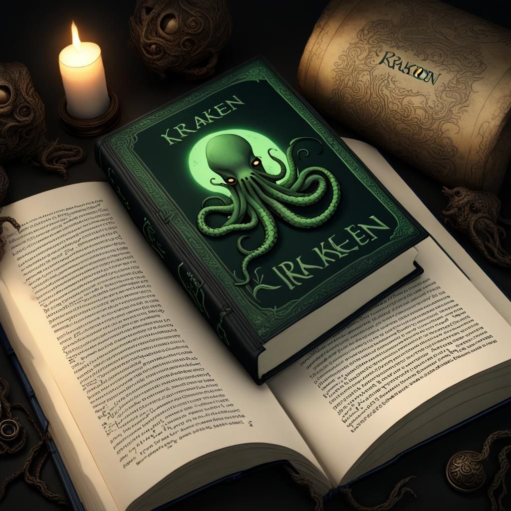 A cursed books of kraken, dedicated to “Kraken”💚💚 ️ ️ - AI Generated ...