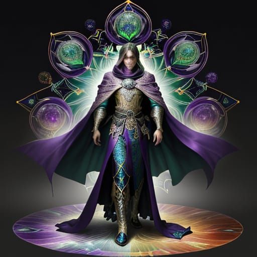 Ethereal Wizard in Resplendent, Glowing Neon Stain... - AI Art